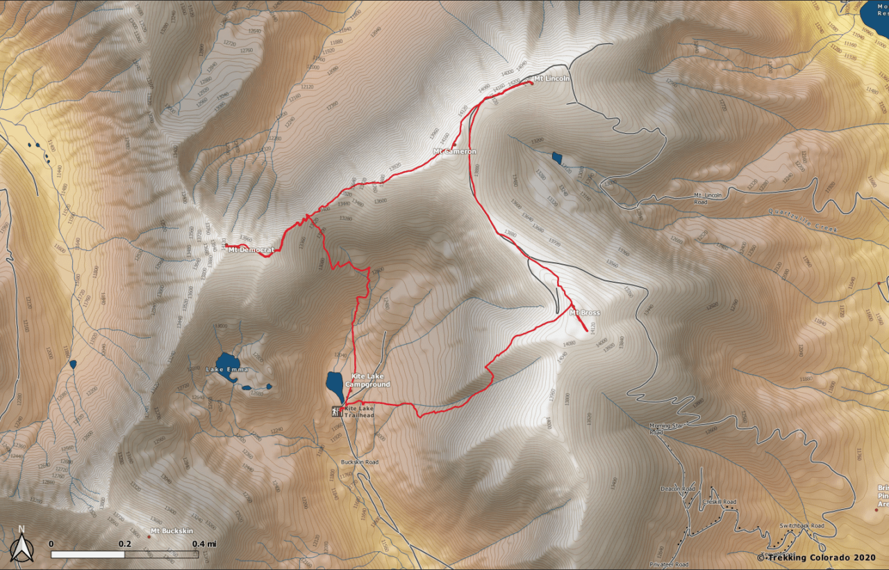 Mt Lincoln, Mt Cameron, Mt Democrat, and Mt Bross, the Decalibron